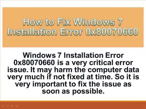 How to Fix Windows 7 Installation Error 0x80070660 - YouTube
