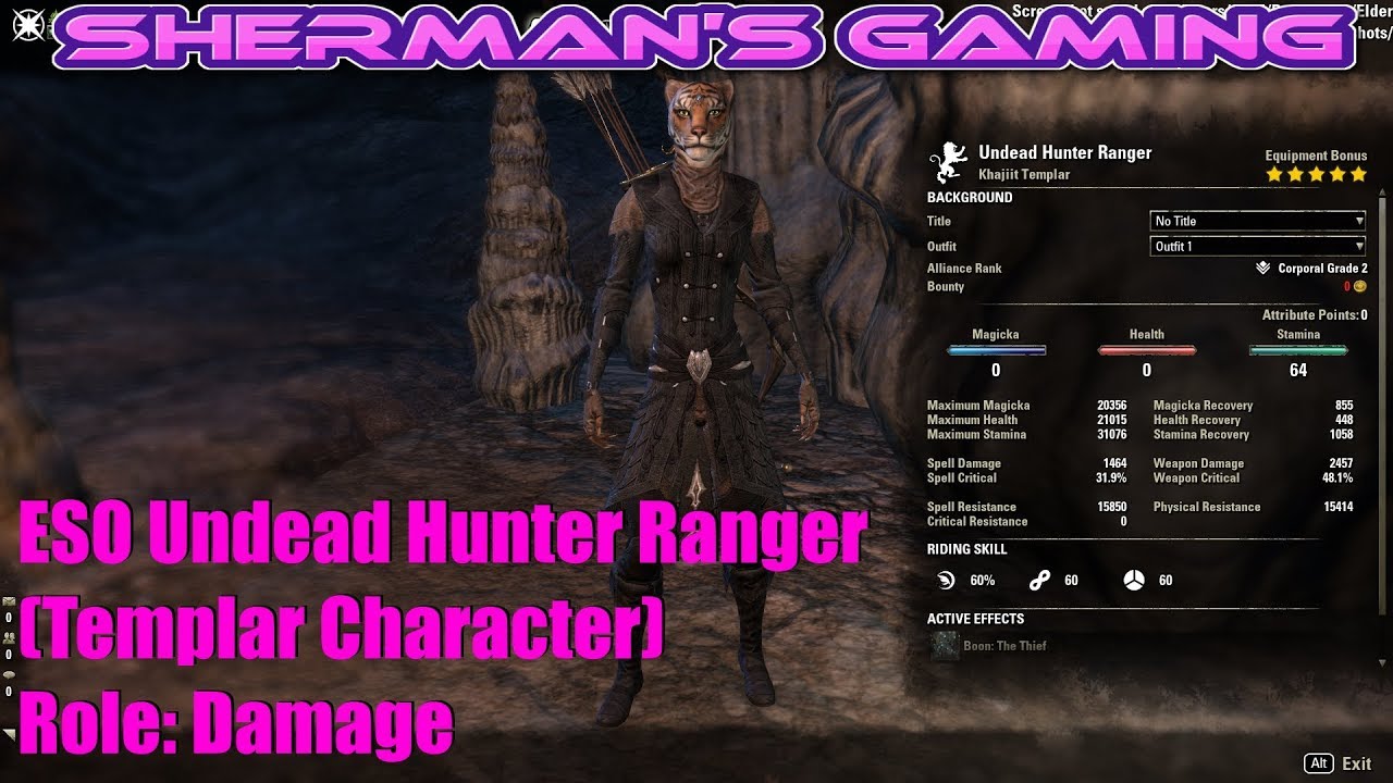 ESO Undead Hunter Ranger (Templar Character) Role: Damage - YouTube