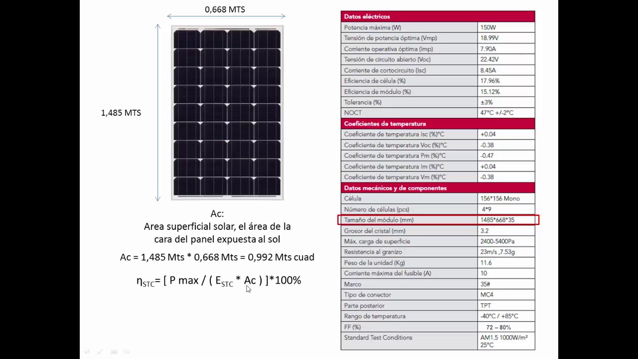 DATOS TECNICOS ELECTRICOS DE UN MODULO SOLAR FOTOVOLTAICO - YouTube