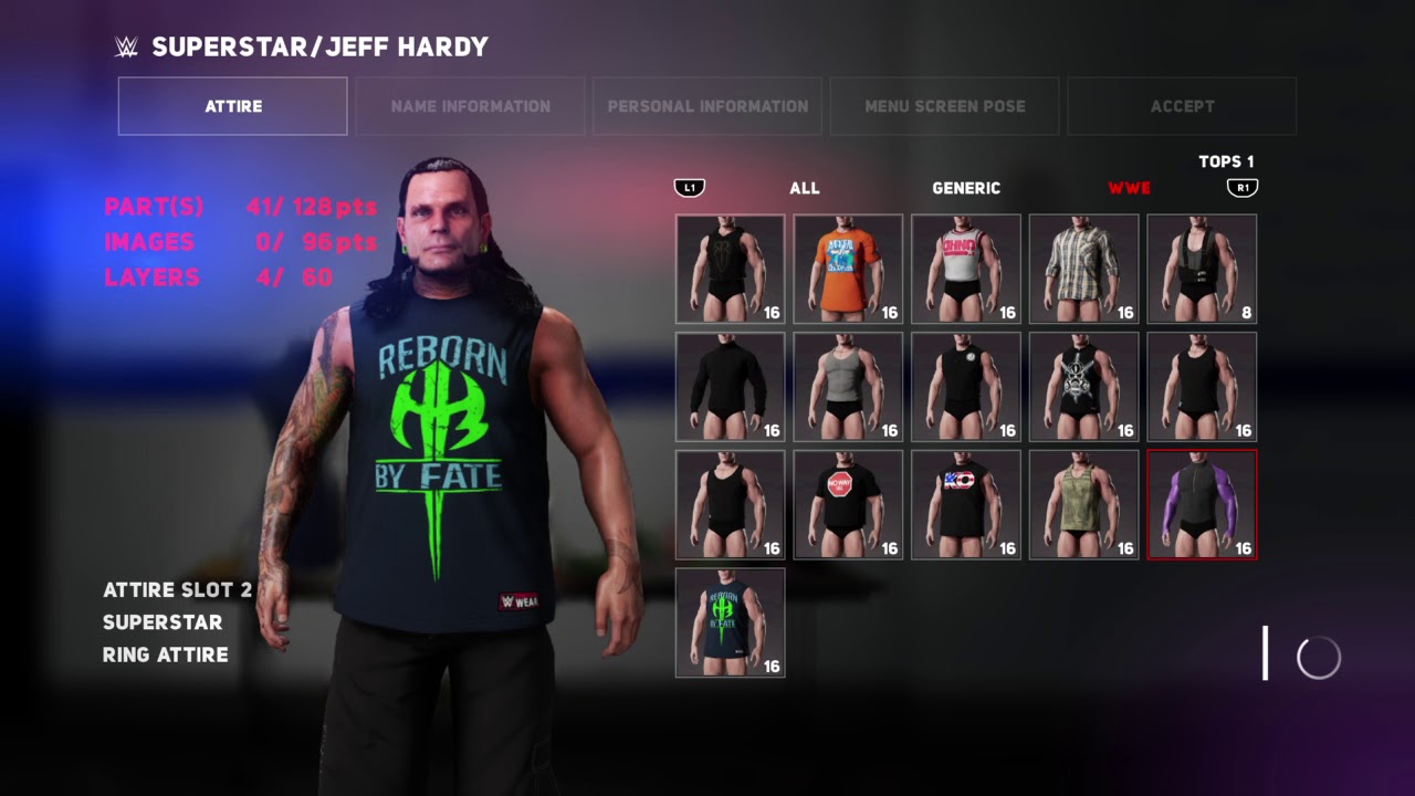 WWE 2K18 Jeff Hardy New Black/Gold Attire - YouTube