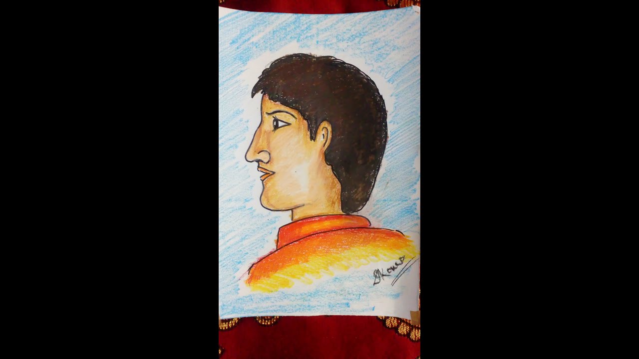 Drawing human face using oil pastels. By Debendu koner - YouTube