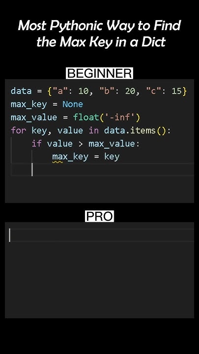 Beginner😅 Vs Pro😎 ⚡ Max Dict Key 🚀 Python Programming Coding