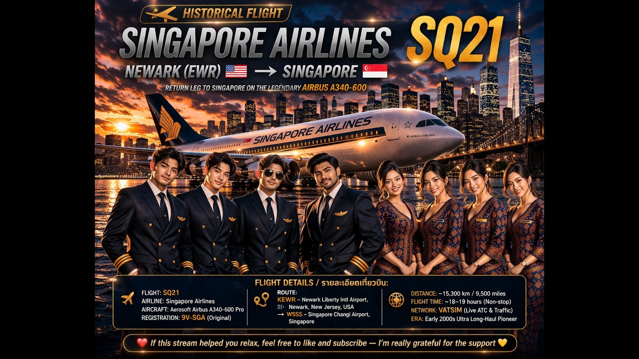 Singapore Airlines SQ21 Historic | Newark to Singapore Part 1 | Airbus ...