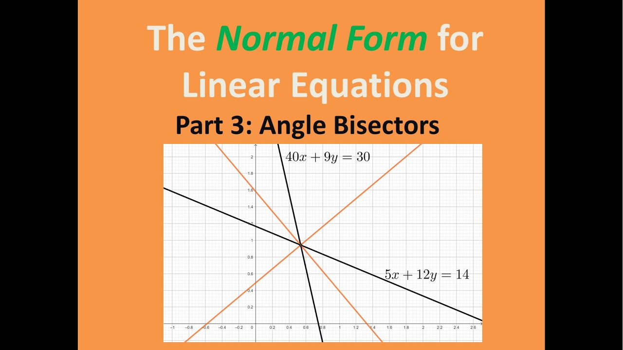 Normal Linear Equations Part 3: Angle Bisectors - YouTube