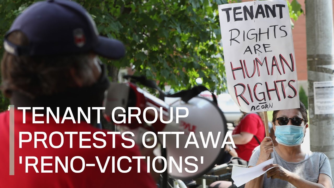 Tenant group protests Ottawa 'reno-victions' - YouTube