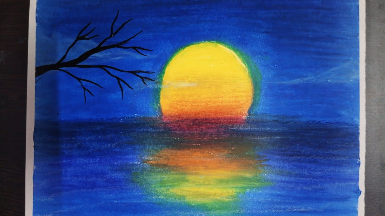 Easy drawing sunset sky seascape / realistic drawing step by step / oil ...