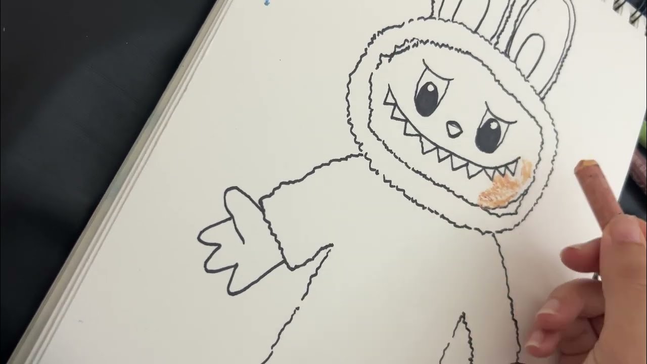 How to Draw Labubu with Oil Pastels ️🧸 | Cute Art Tutorial #Labubu # ...