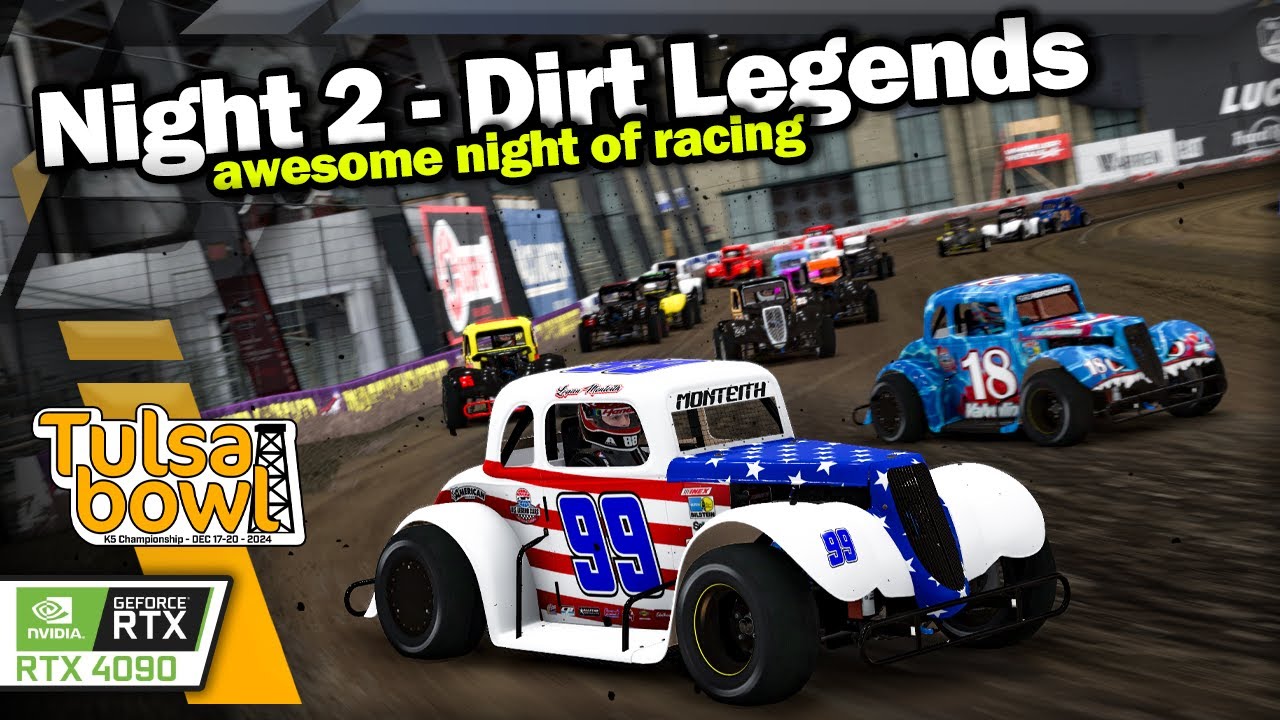 Tulsa Bowl Night 2 - Dirt Legends - iRacing Dirt Gameplay - YouTube