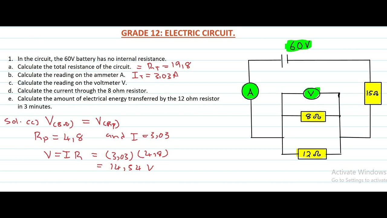 GRADE 12 ELECTRIC CIRCUIT QUESTIONS NO. 1 - YouTube