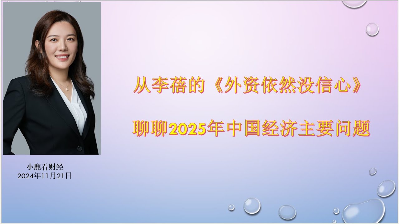 小鹿看财经11月21日:聊聊外资为什么对中国经济没有信心,以及2025年中国经济增长主要问题 Youtube