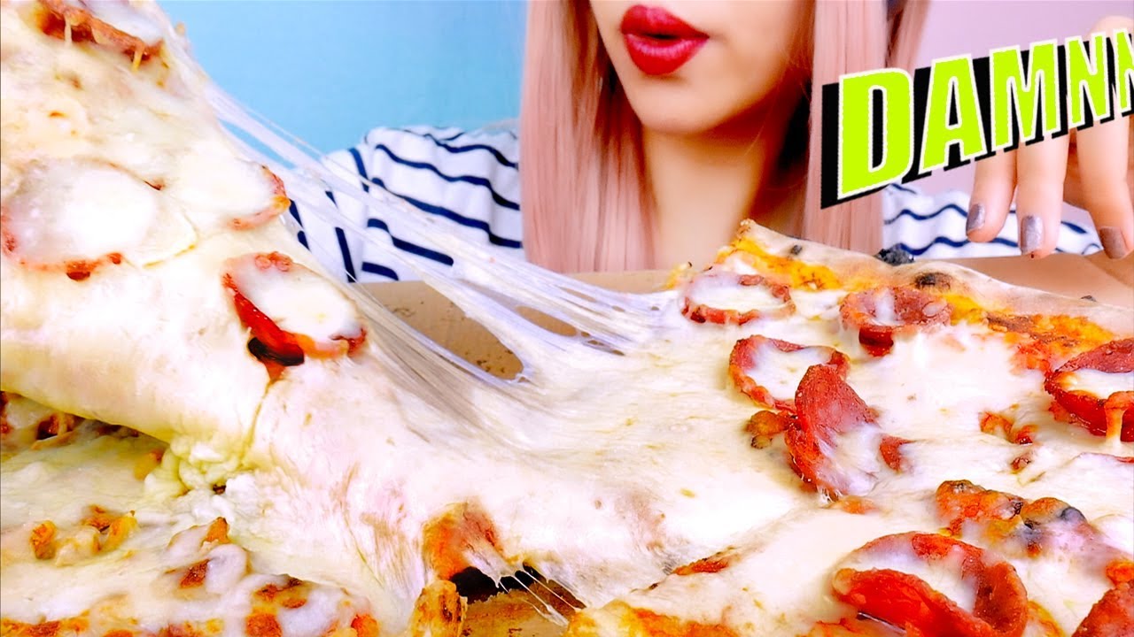 ASMR PIZZA Eating Sounds | GIANT CHEESY | No Talking 먹방 - YouTube