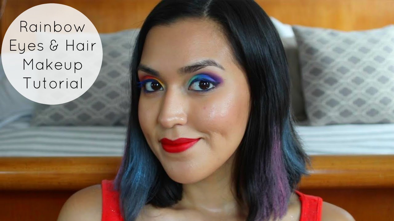 Rainbow Pride Eyes & Hair Makeup Tutorial - YouTube