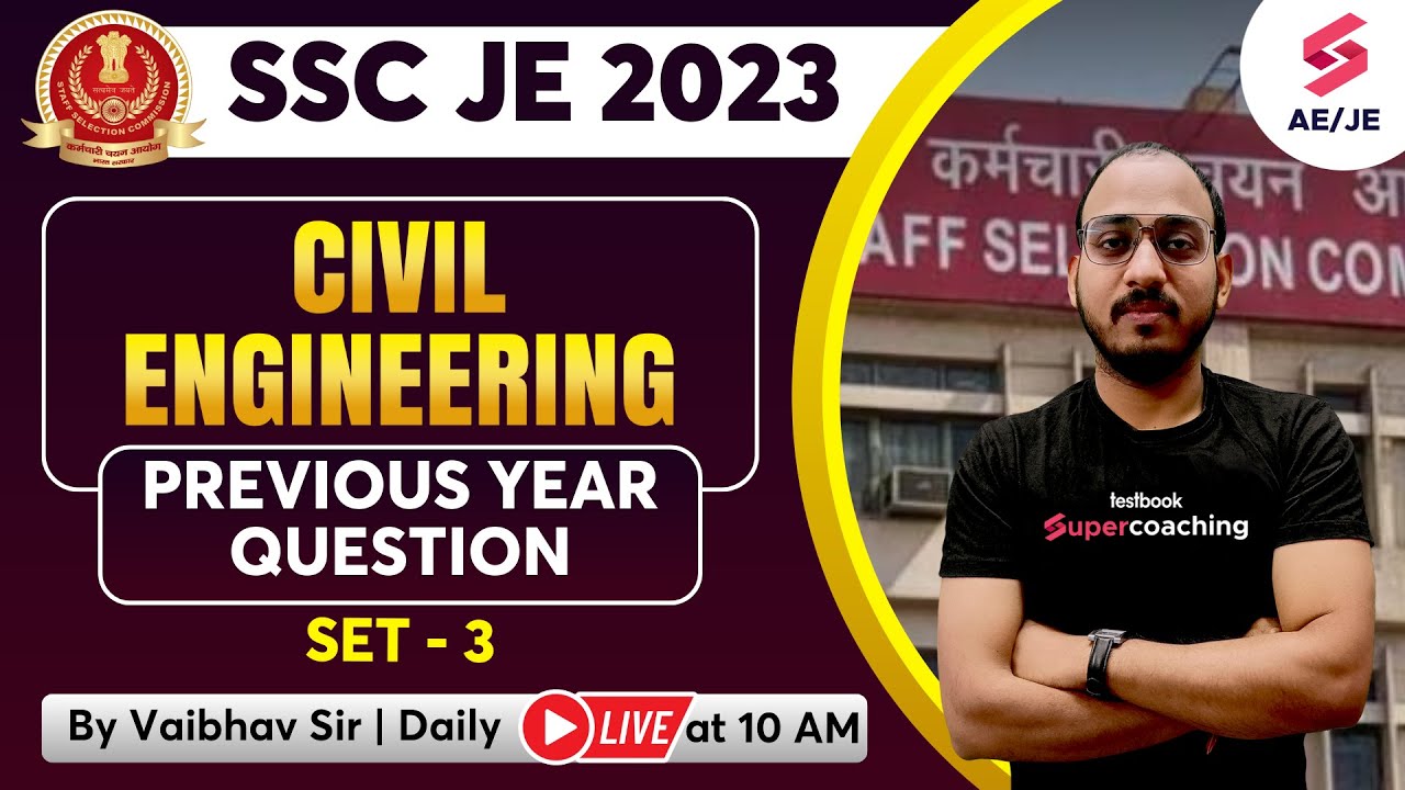 SSC JE Previous Year Question Paper Civil (Set-3) SSC JE 2023 Civil ...