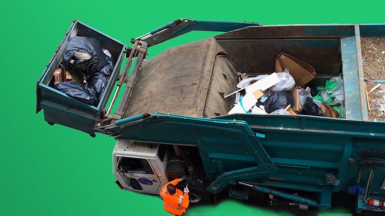 Garbage Truck Dumps & Crushes Trash - YouTube