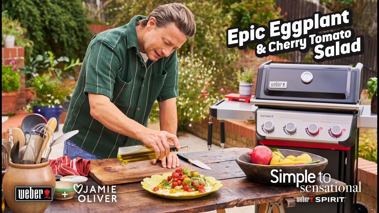 Elevate the everyday - Jamie's Eggplant and Cherry Tomato Salad on the ...