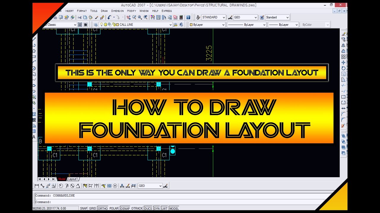 How To Draw Foundation Layout Or General Arrangemant - YouTube