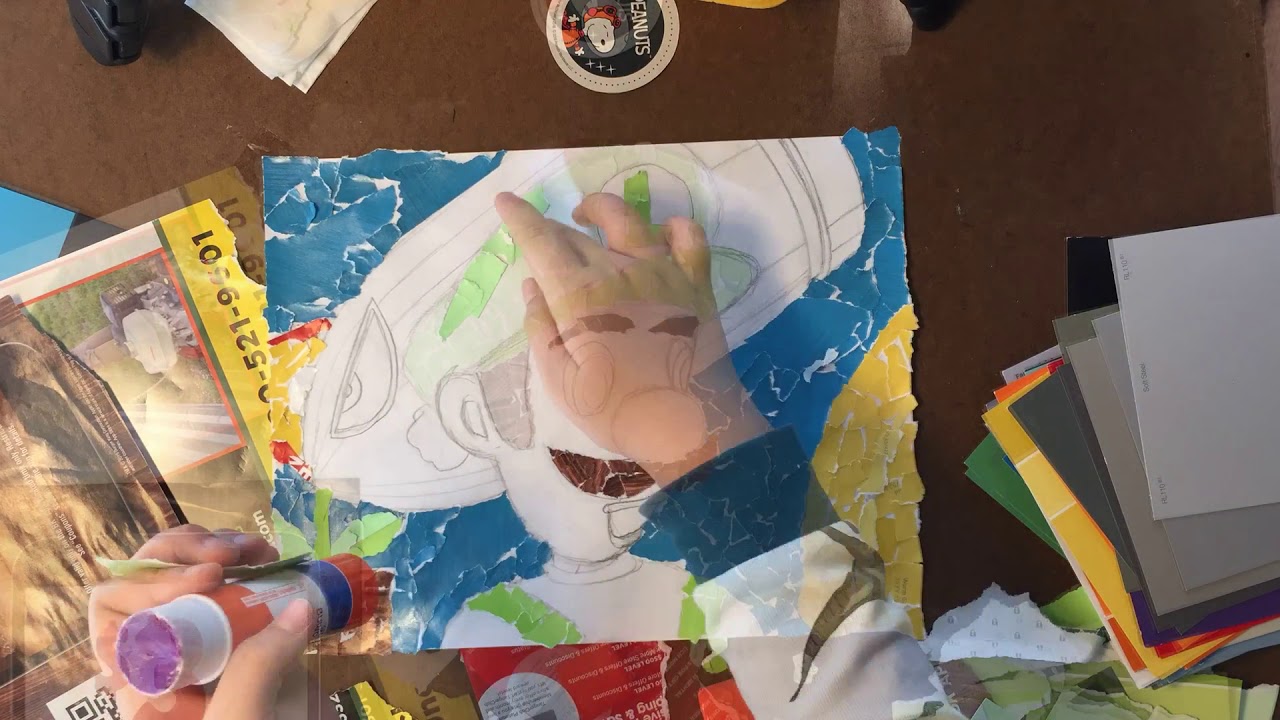 How to make Luigi collage by 8 years old - Tearing art - YouTube