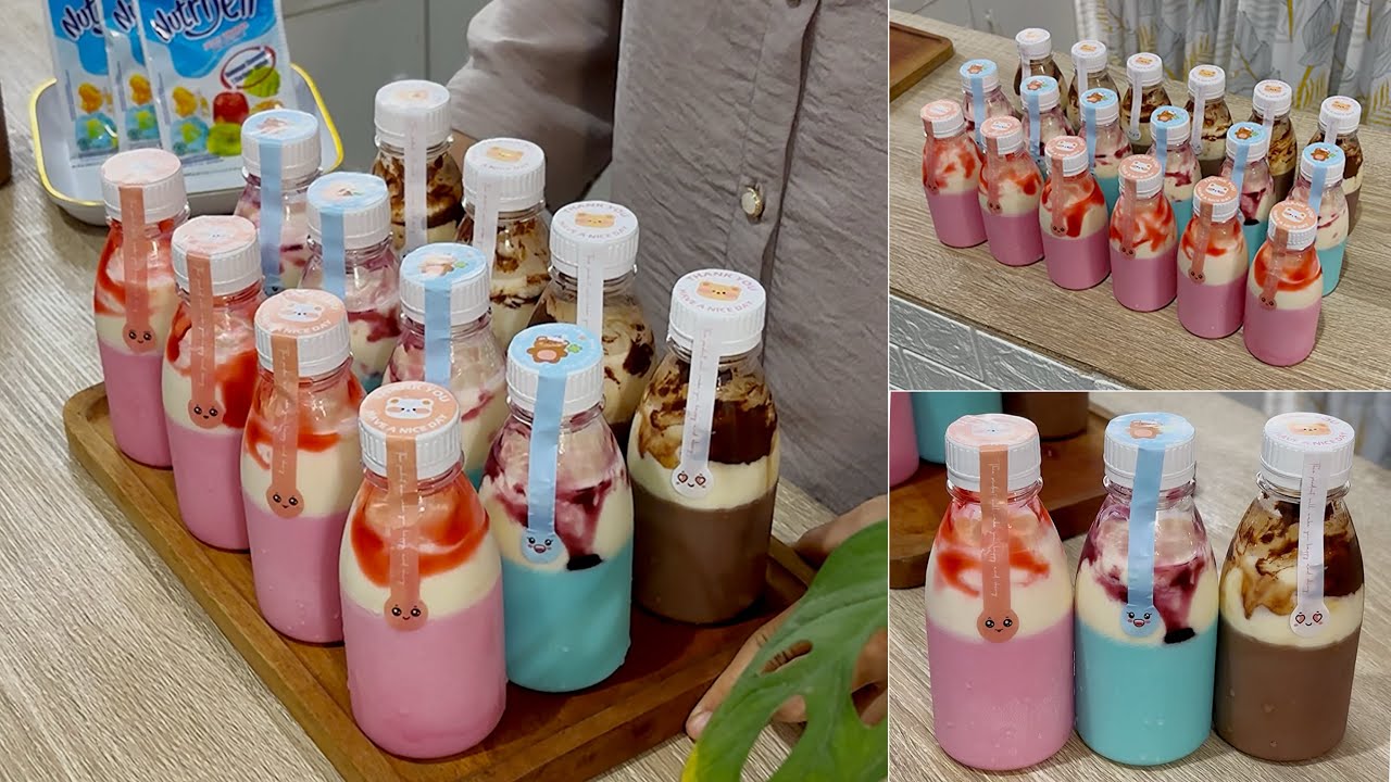 Hanya pakai 1 bks Nutrijell jadi 18 botol Cheese Milk Pudding Sedot ...