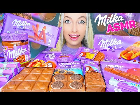 ASMR EATING CHOCOLATE MILKA PARTY, CAKE, CANDY BARS, 초콜릿 디저트 먹방, 케이크 먹방 (DESSERT) MUKBANG 먹방