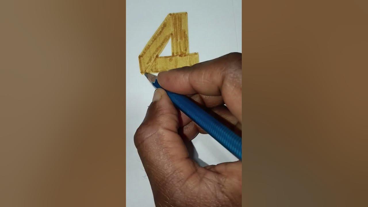 How To Draw 3d Numbers of 4 | Learn To Write In 3d | Trick Art On Paper ...