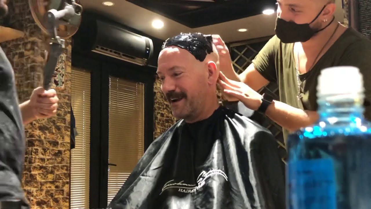 Turkish Barber Headshave & Crazy Head Waxing [See Info button in upper ...