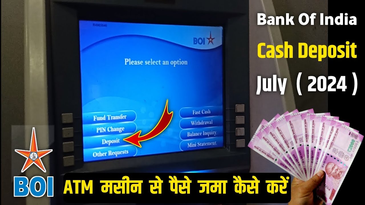 bank Of India atm machine se cash deposit kaise kare | boi atm मशीन से ...