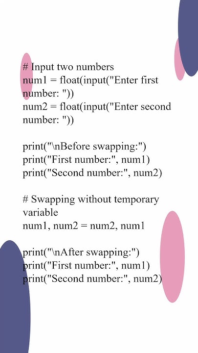 Python Program To Swap Two Numbers Python Pythonprogramminginterview Youtube