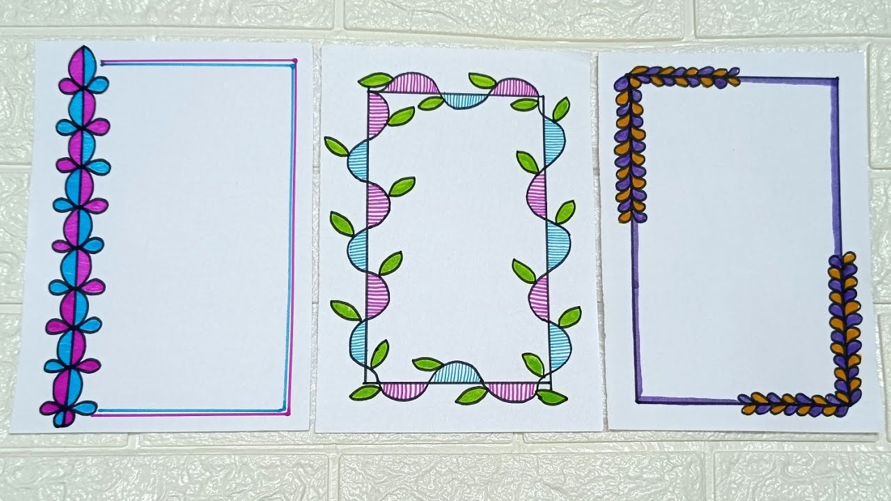 3 Easy border design for project/ Front page border design for file ...