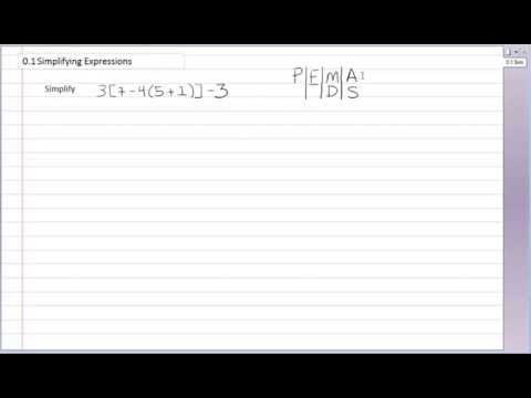 Algebra Video: Simplifying Expressions, Nested Parenthesis p1 - YouTube