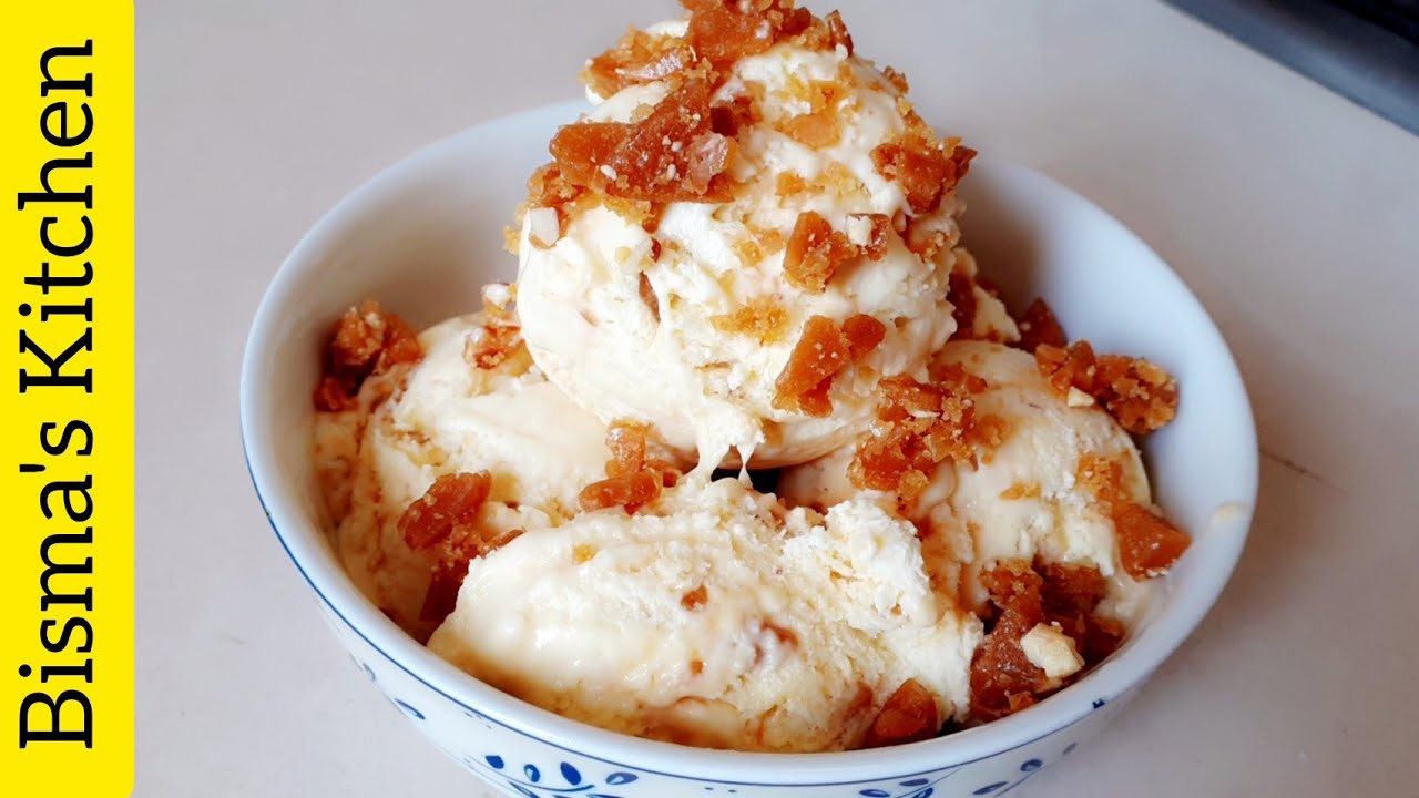 Caramel crunch ice-cream | Butterscotch ice-cream | Bisma's Kitchen ...