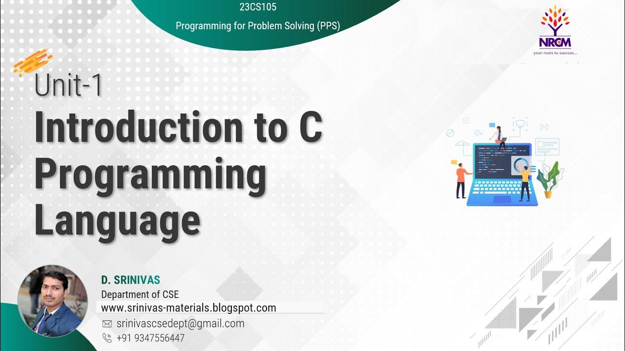 Basics of Computers in C by D Srinivas | L-1 | PPS Classes | Narsimha ...