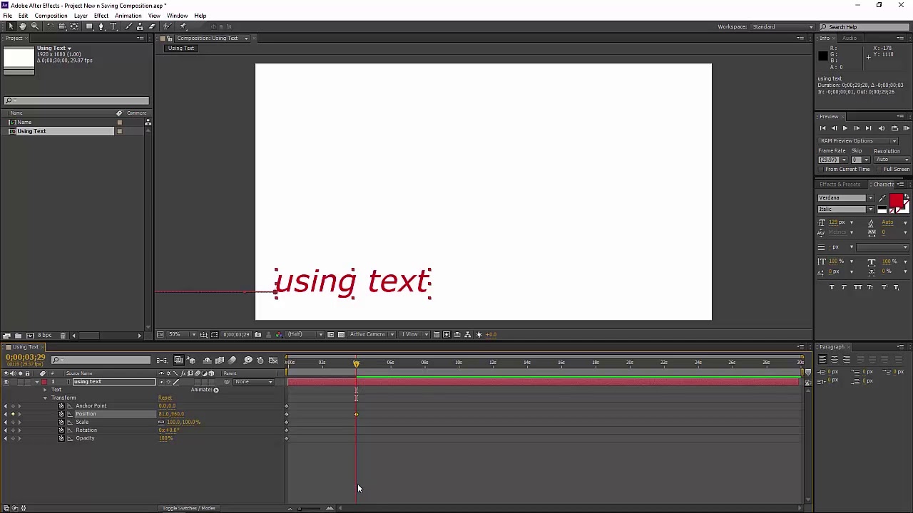 After Effects Tutorial Video 3 - Using/Creating Text - YouTube