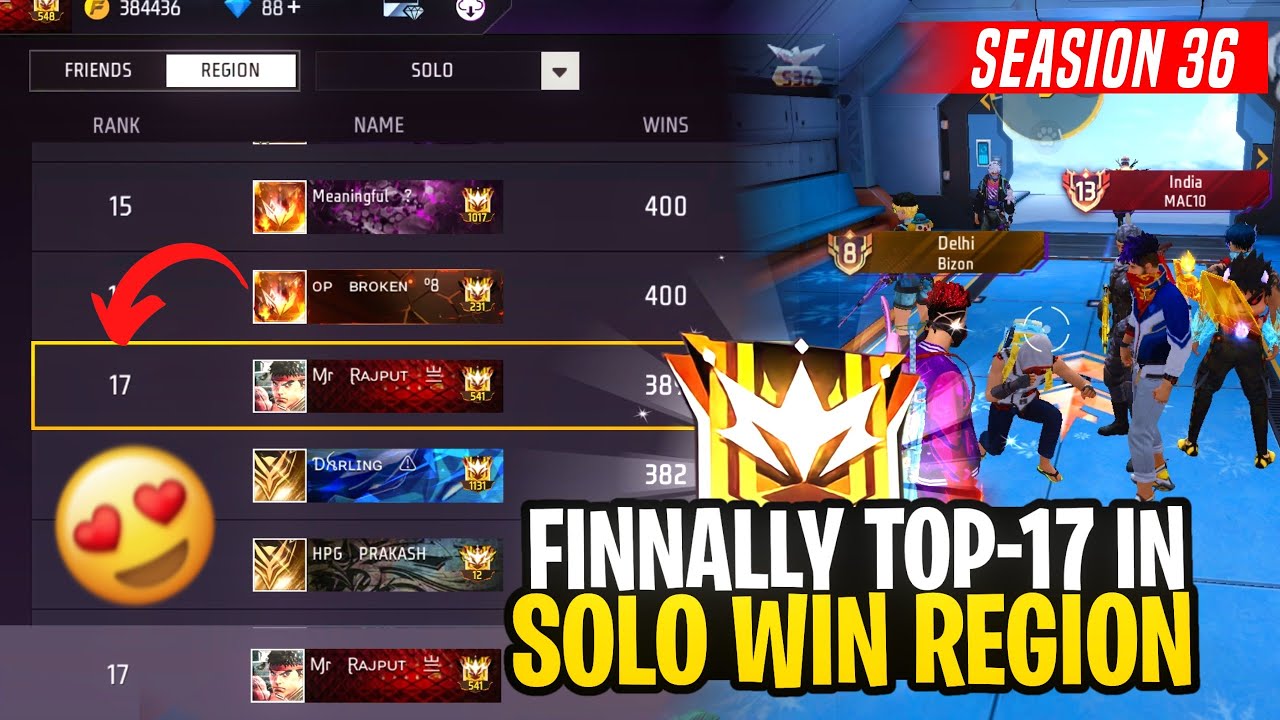 Finally Top-17 in Solo Wins Region || Solo Grandmaster Rank Push ...
