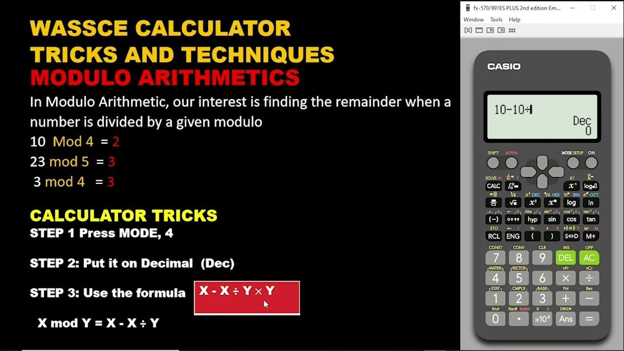 Calculator Techniques for solving Modulo Arithmetic - YouTube