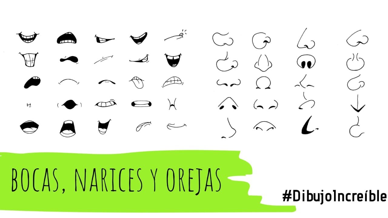 Cómo dibujar narices, bocas y orejas paso a paso. Dibujo Increíble - YouTube