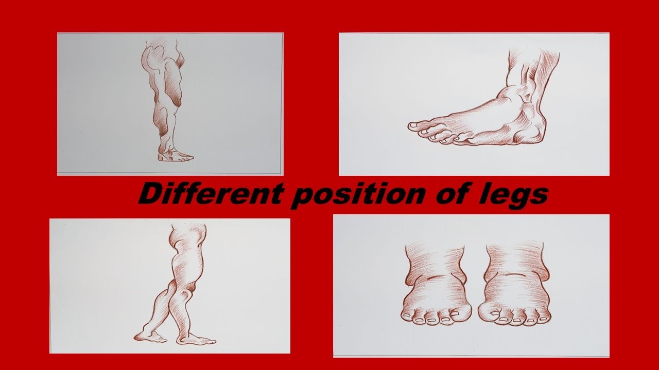 How to draw leg | Draw different position of leg | leg drawing tutorial ...