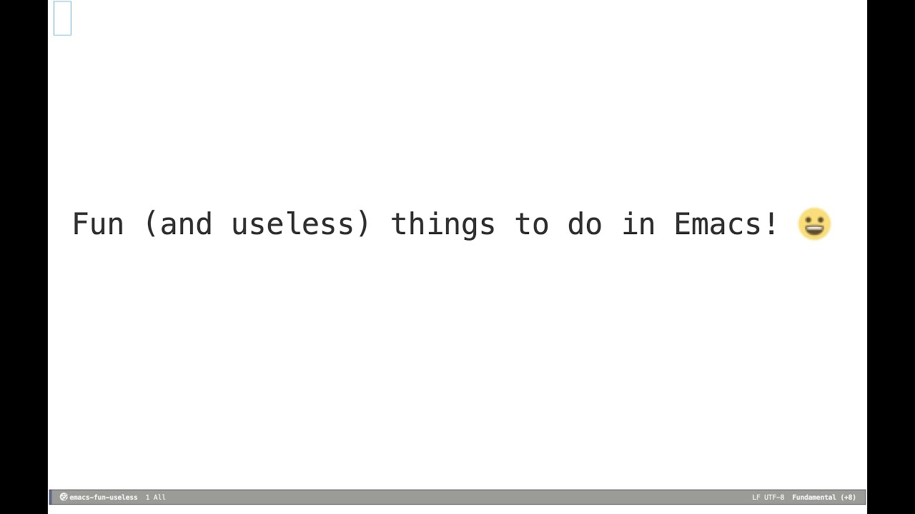 Fun (and probably useless) things to do in Emacs! - YouTube