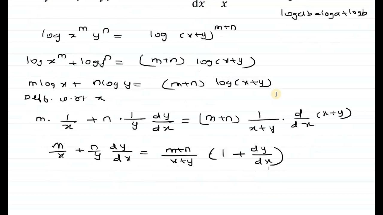 x^m y^n=(x+y)^(m+n) then P.T ⅆy/ⅆx=y/x - YouTube
