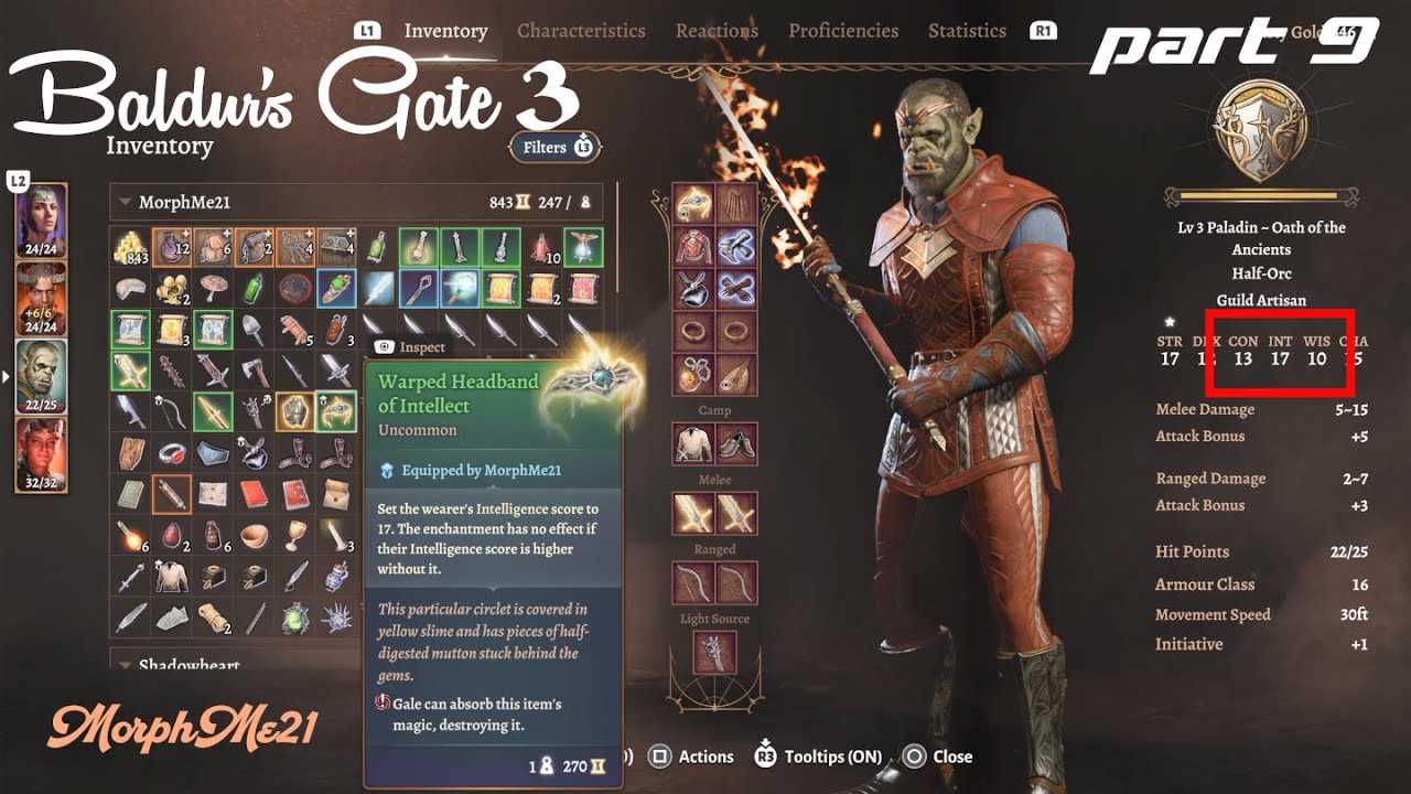 BG3👉 PS5: Half-Orc/Paladin: Warped Headband of Intellect (part 9) - YouTube