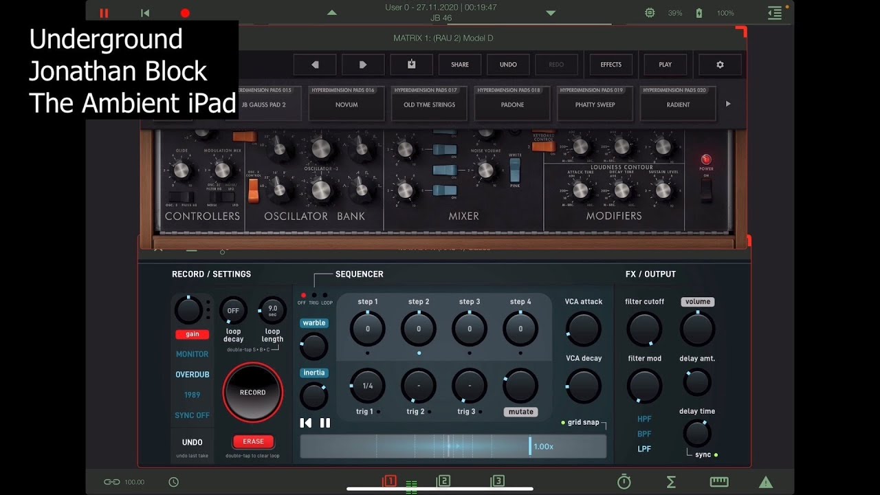 Underground (with Gauss Field Looper, Moog Model D, Ruismaker FM ...