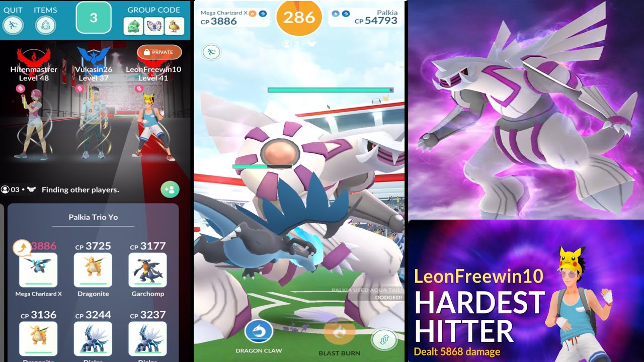Palkia Trio Raid Pokemon Go (Charizard X) - YouTube