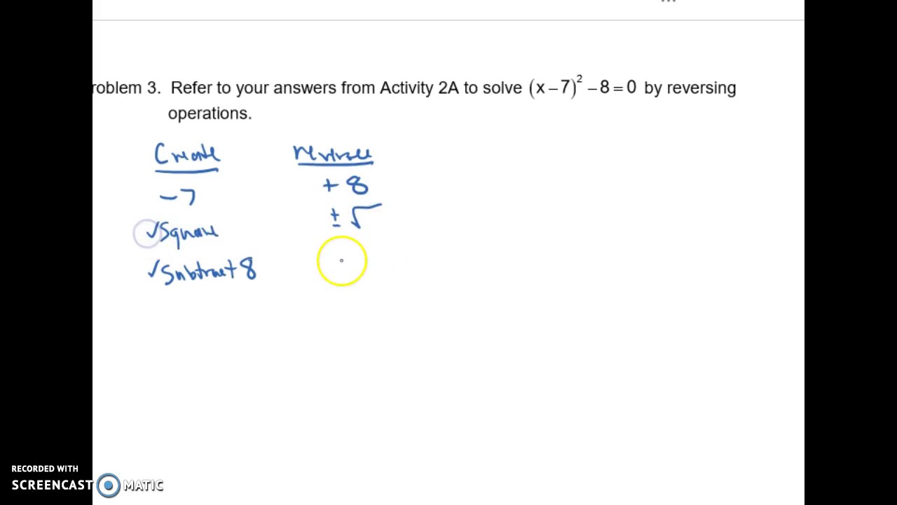 Section 54 - Solving Quadratics by Reversing Operations - YouTube