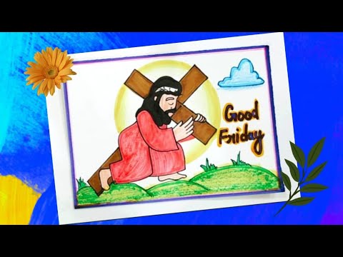 Good Friday Drawing | Jesus Cross Drawing | How To Draw Jesus Cross ...