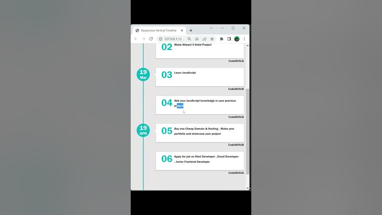 Responsive Vertical Timeline using Html & CSS Only #responsive #timeline #html #css #shorts ...