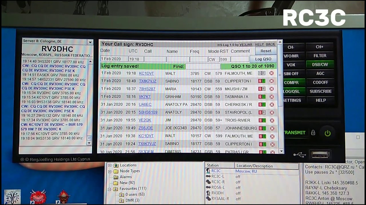 QSO to KC1DVT in CW on Hamsphere 3785 khz - YouTube