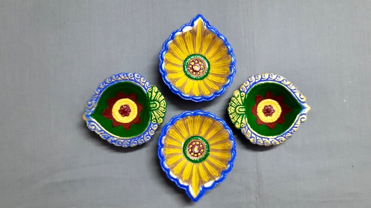 DIY Easy and simple Diya painting| Diya Decoration ideas|Diwali ...
