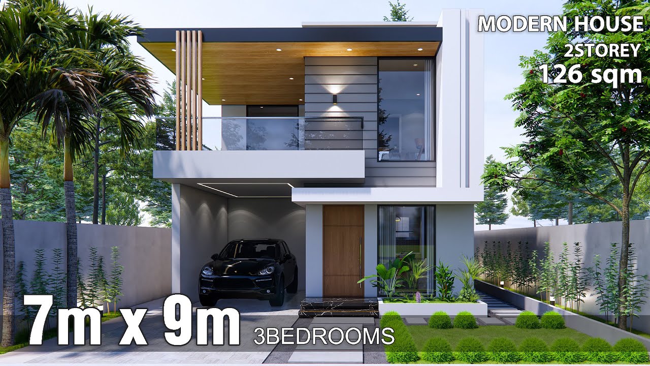 Modern House Design | 2Storey House 7m x 9m (3Bedrooms) - YouTube
