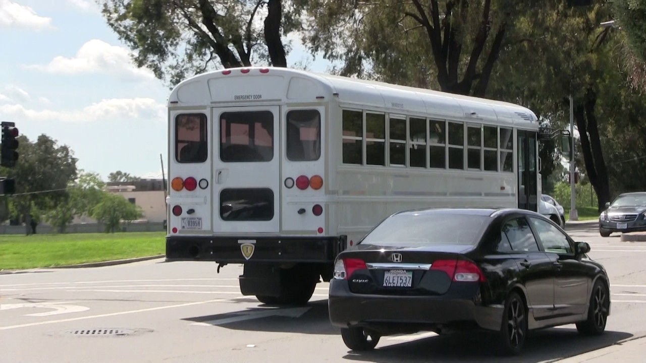 White IC CE300 Bus in California - YouTube