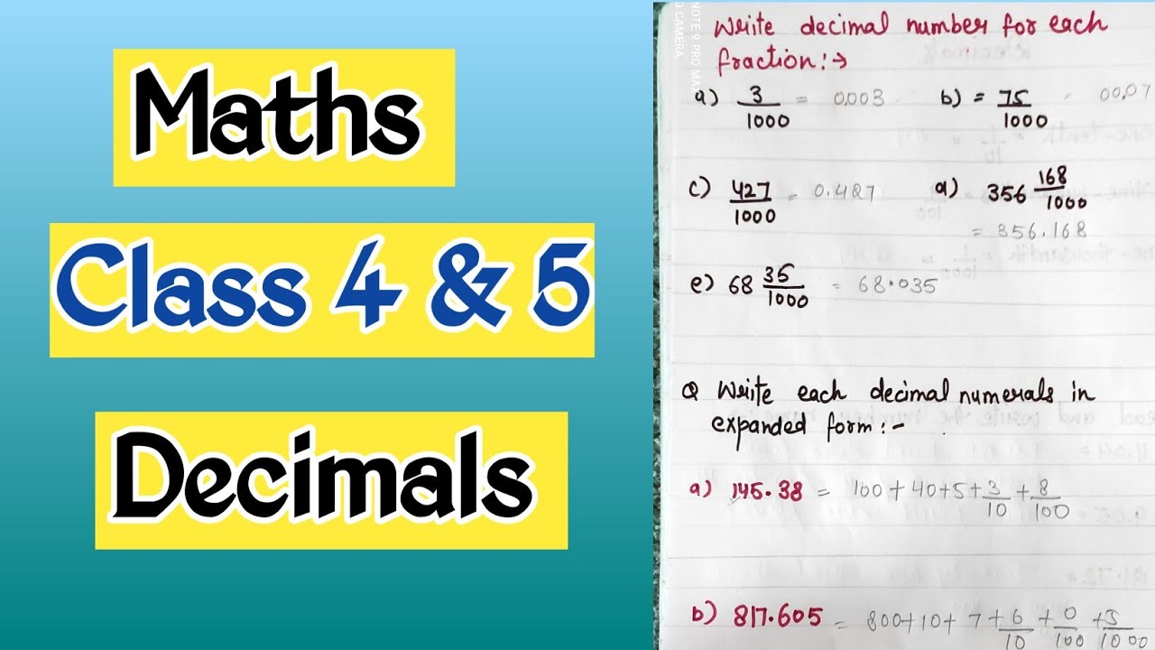 Decimals | Maths for kids | Class 4th | Class 5th | - YouTube