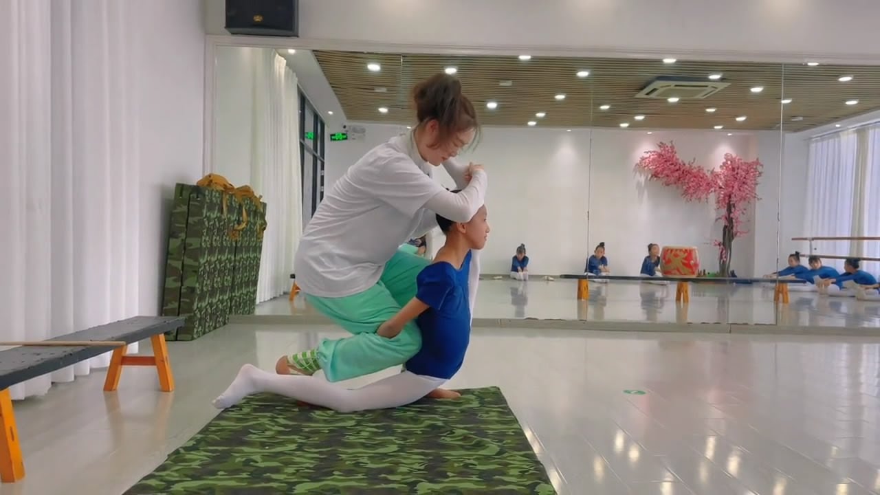 Diligent gymnast leg stretching training #dance #gymnastics #gymnast ...